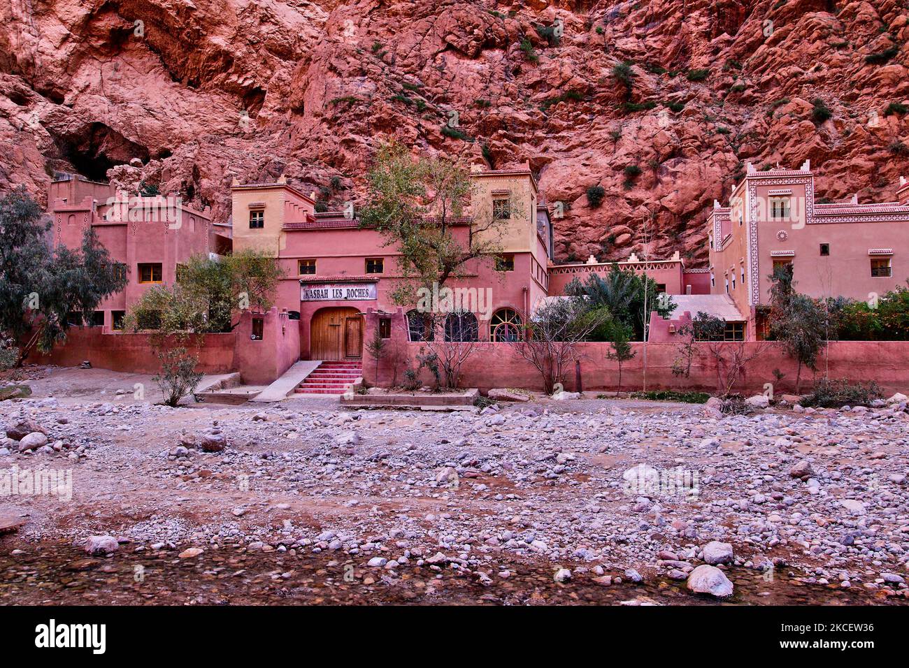 Buildings in the Todra Gorge located in the High Atlas Mountains near ...