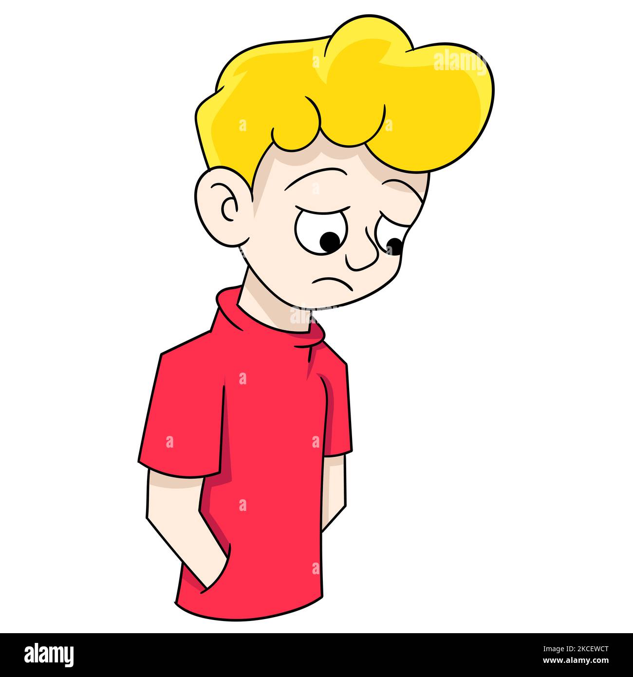 illustration of a man lowering his head because he is sad Stock Vector ...