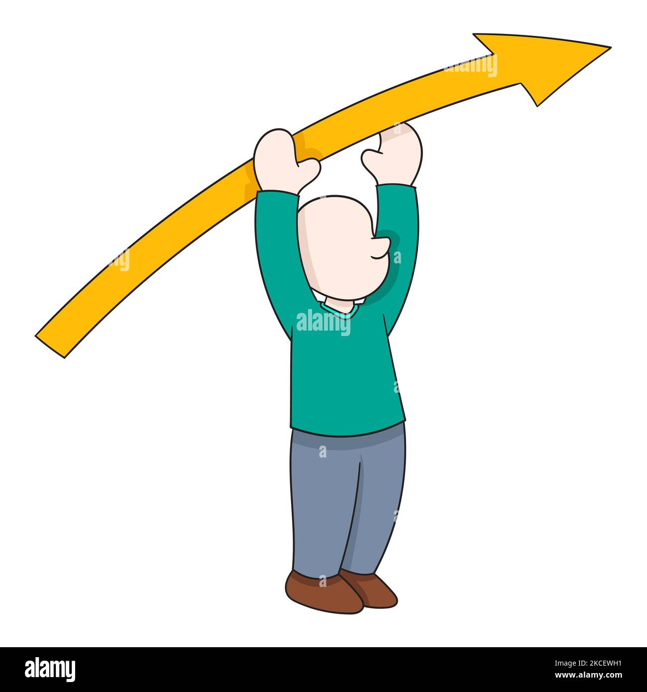 illustration of a man standing holding a successful business target ...