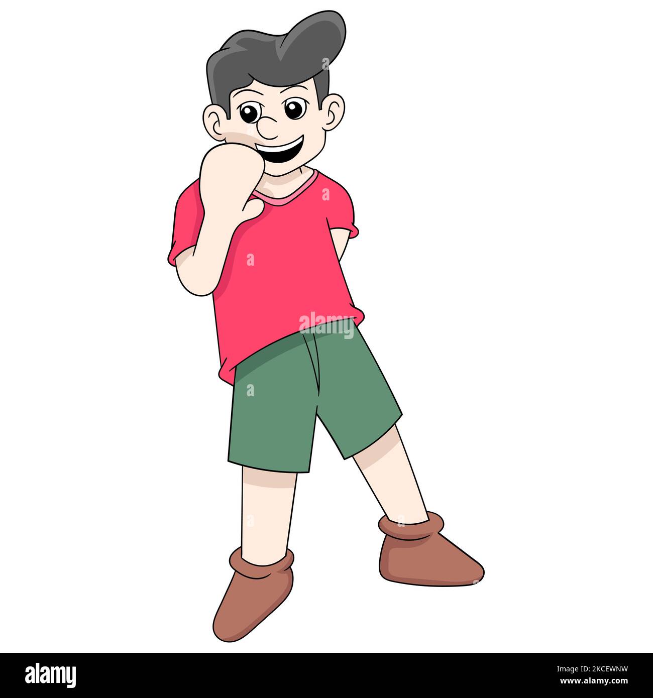 illustration of boy standing showing hand refusing gesture Stock Vector ...