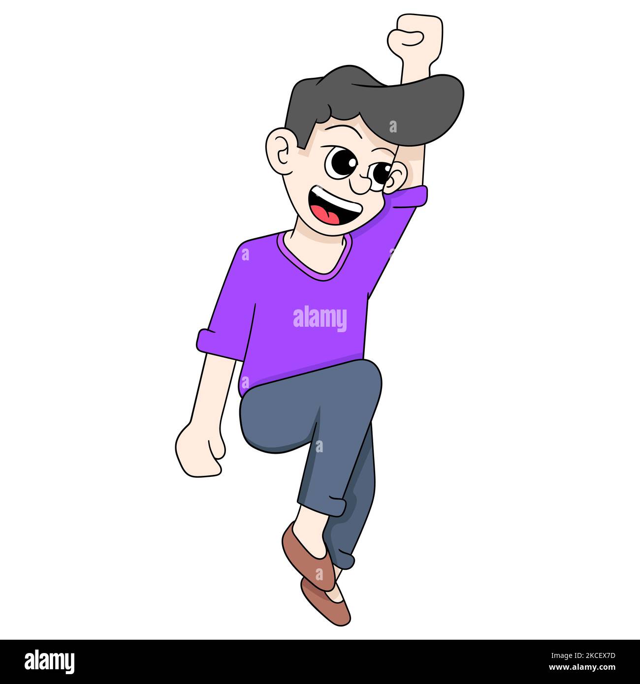 illustration of boy jumping happily reaching marketing target Stock ...