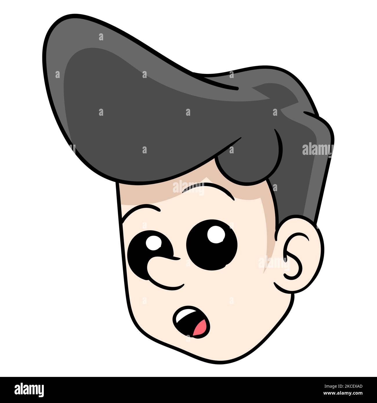 illustration of a boy head with a pensive face gawking Stock Vector ...