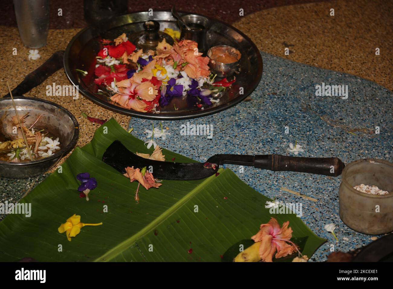 Prayer items seen during special prayers for the 108 abhishekam pooja ...