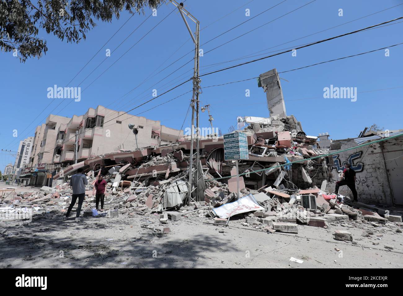 A demolished 6-storey building in Al-Rimal neighborhood contains ...