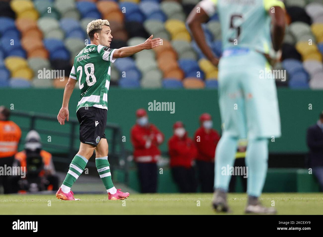 Pedro Gonçalves (Pote) celebrates his second goal during the game for ...