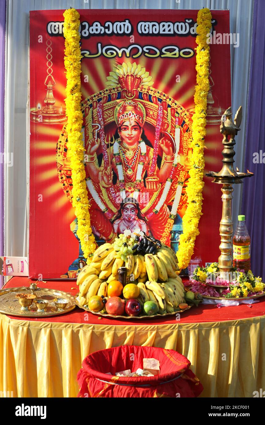 Small shrine dedicated to Goddess Attukal Devi seen along the roadside ...
