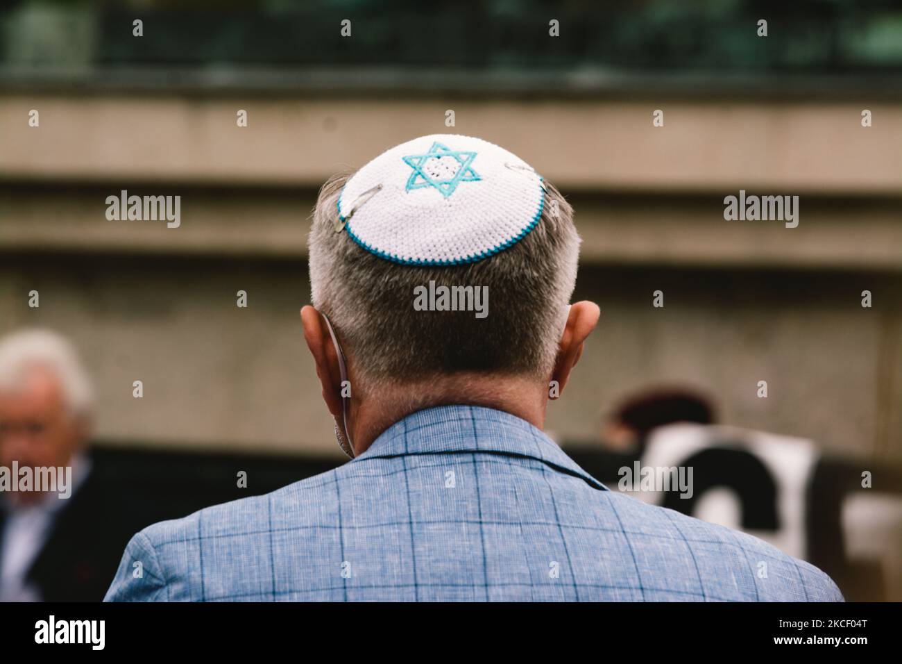 a man wears a kippah during the pro Israel anti Semitism rally in ...