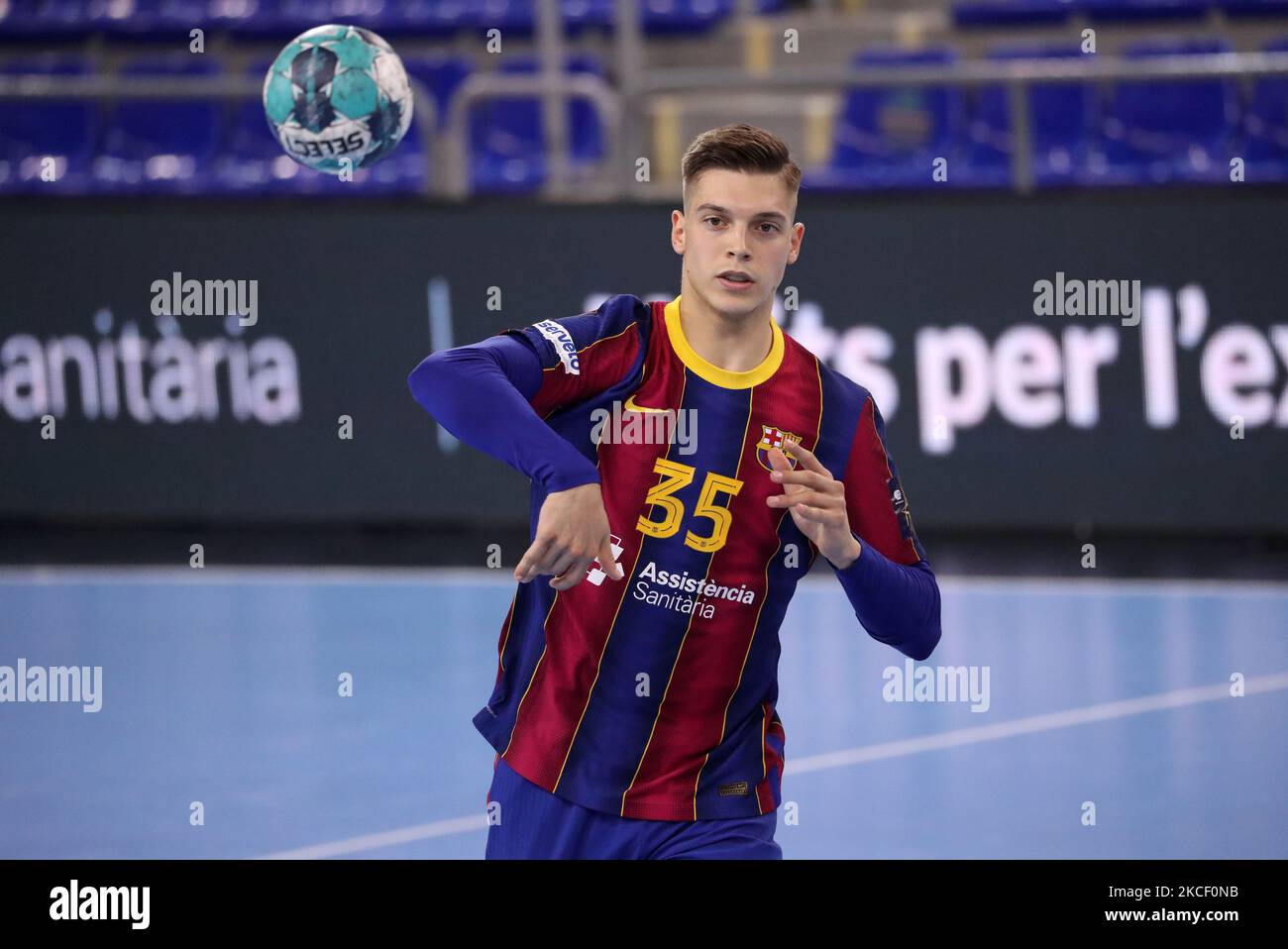 Domen Makuc during the match between FC Barcelona and HC Meshkov Brest ...