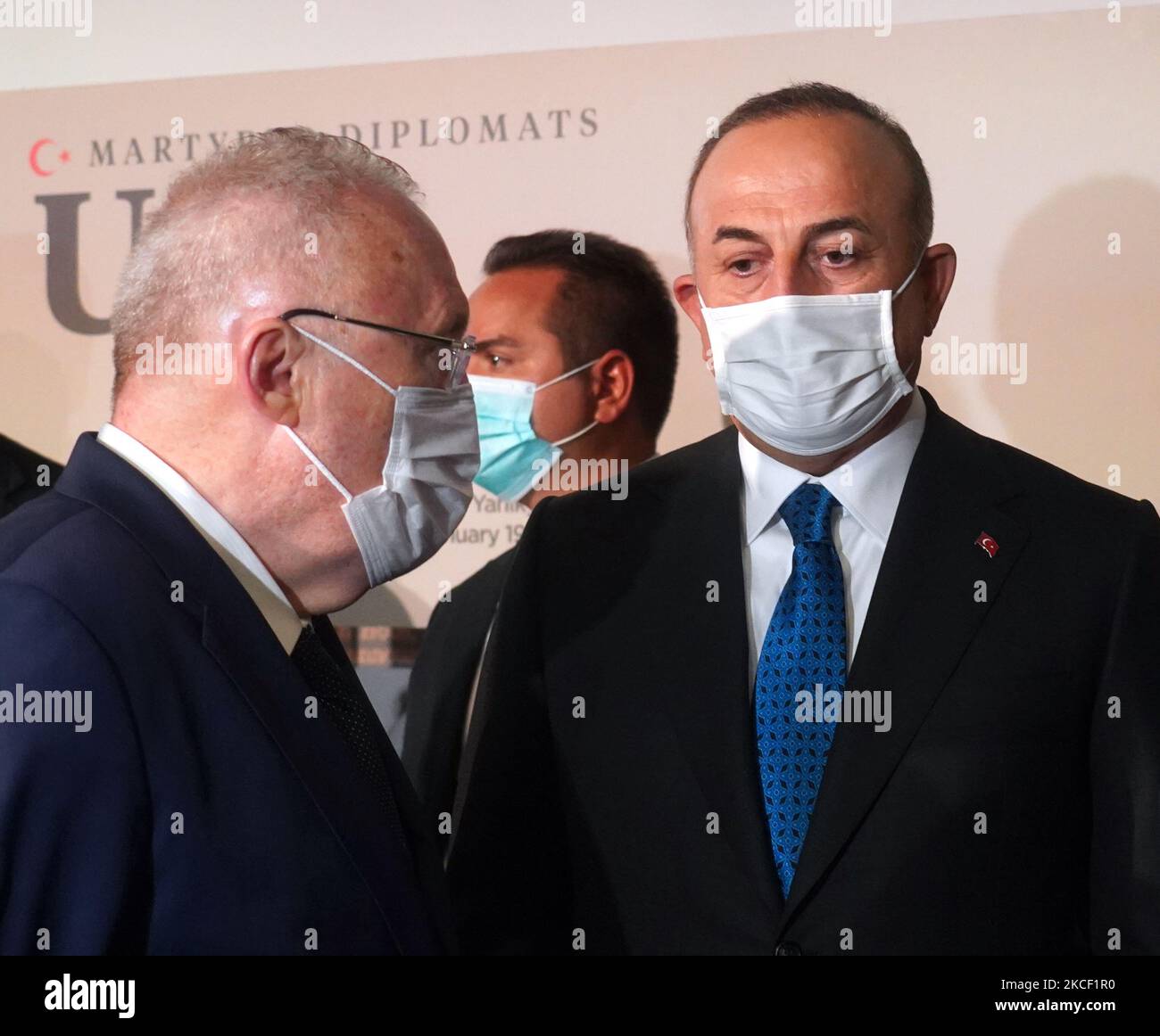 Turkish Foreign Minister Mevlüt Çavu?o?lu attends the exhibition of ...