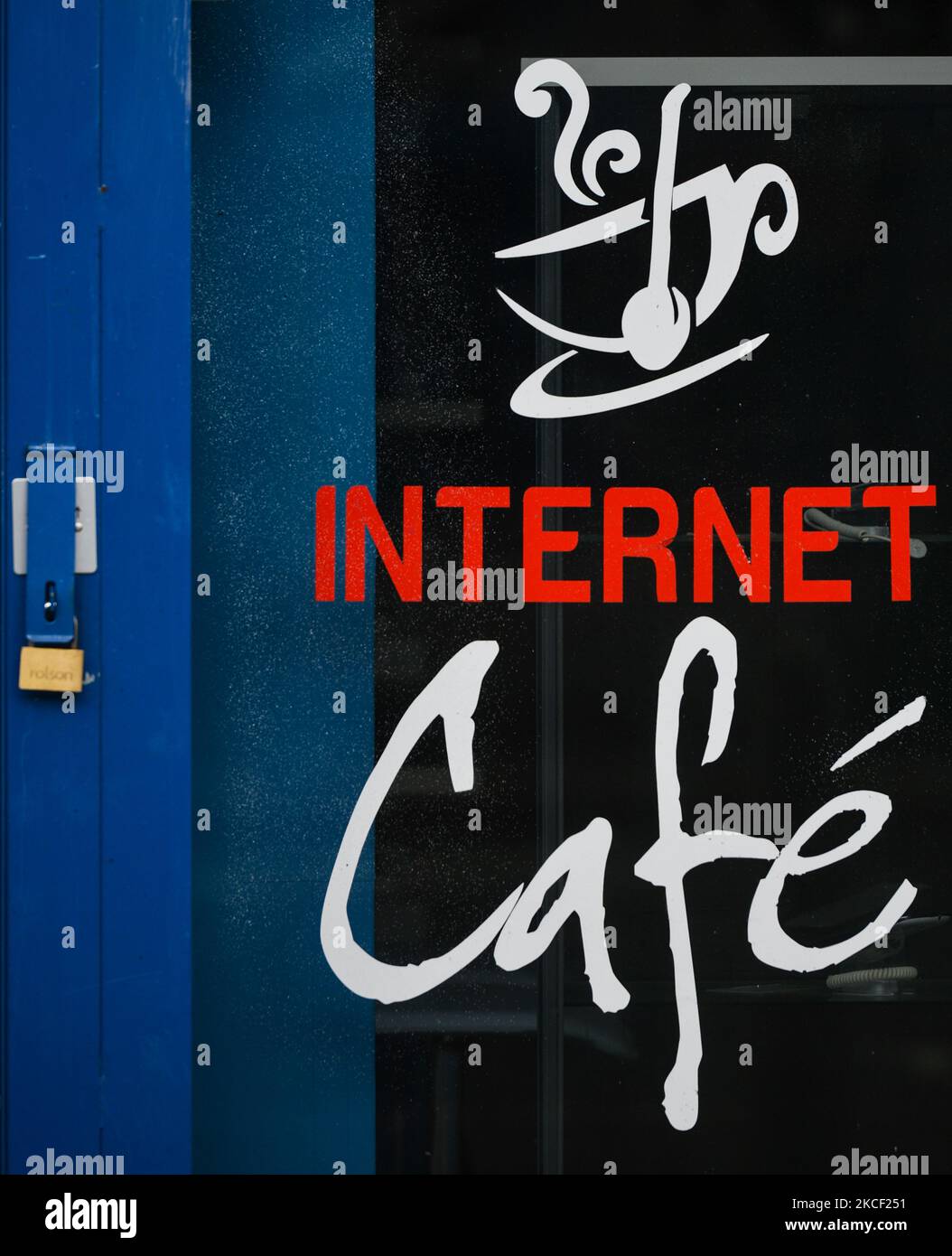 A closed Internet Cafe seen in Belfast city center. On Wednesday, May ...