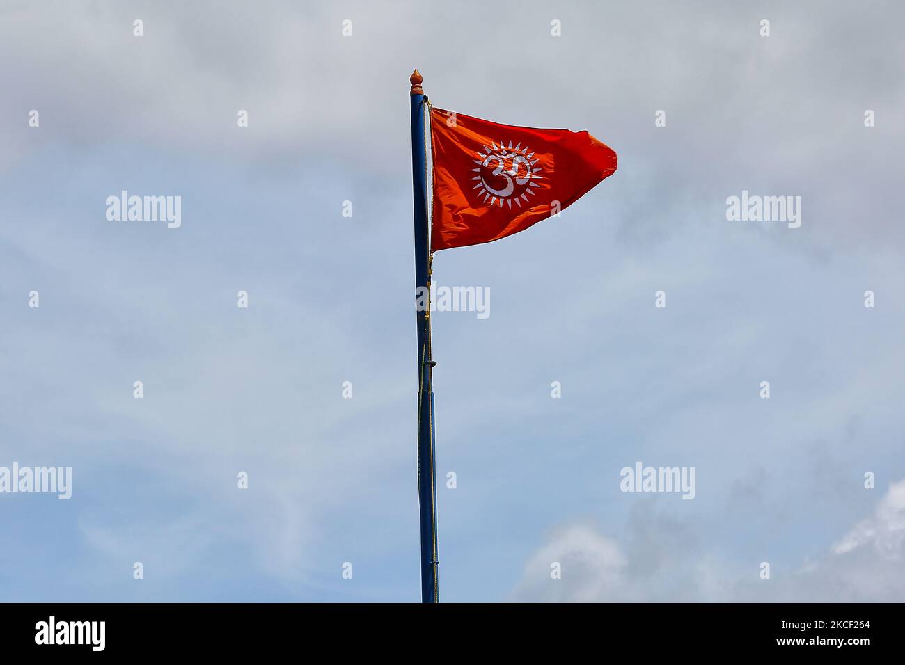 Flag with the Om (Aum) symbol atop the Vivekananda Rock Memorial Temple ...