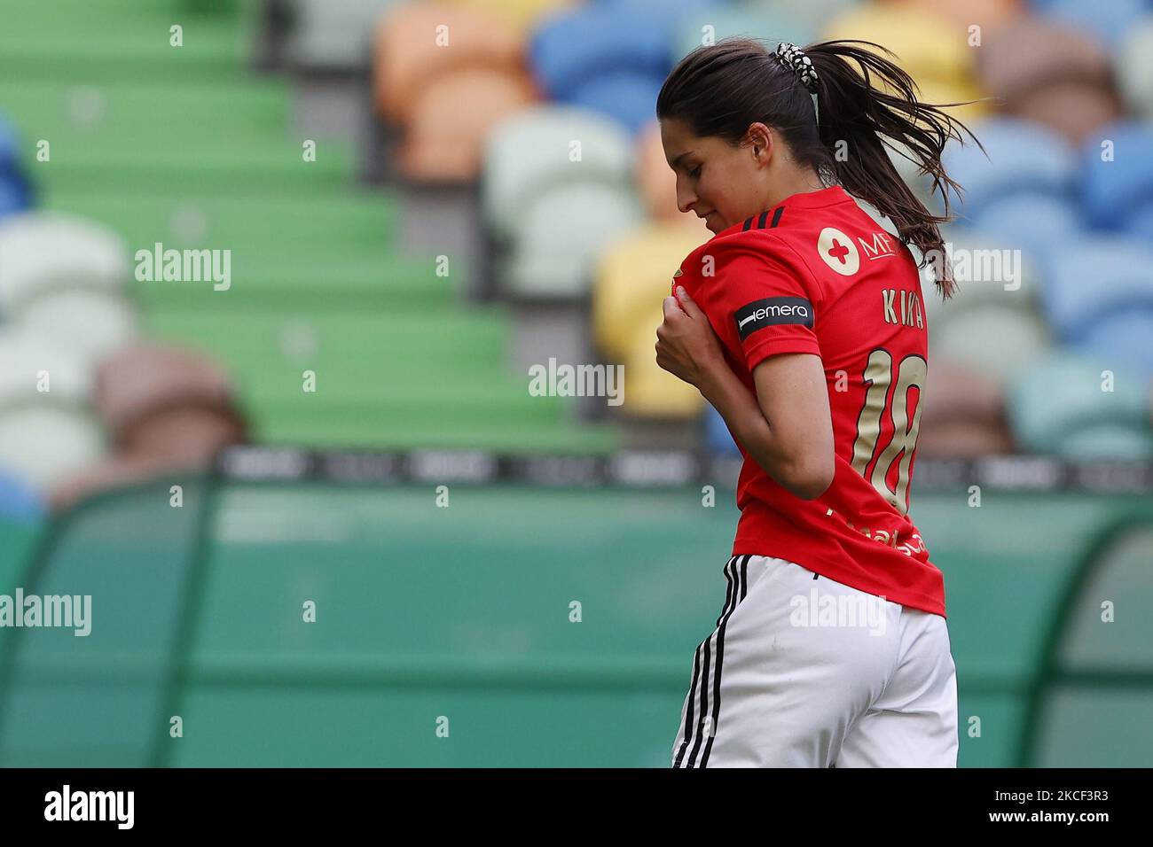 Kika Nazareth Scores a penalty kick and celebrates the 0-3 during the ...