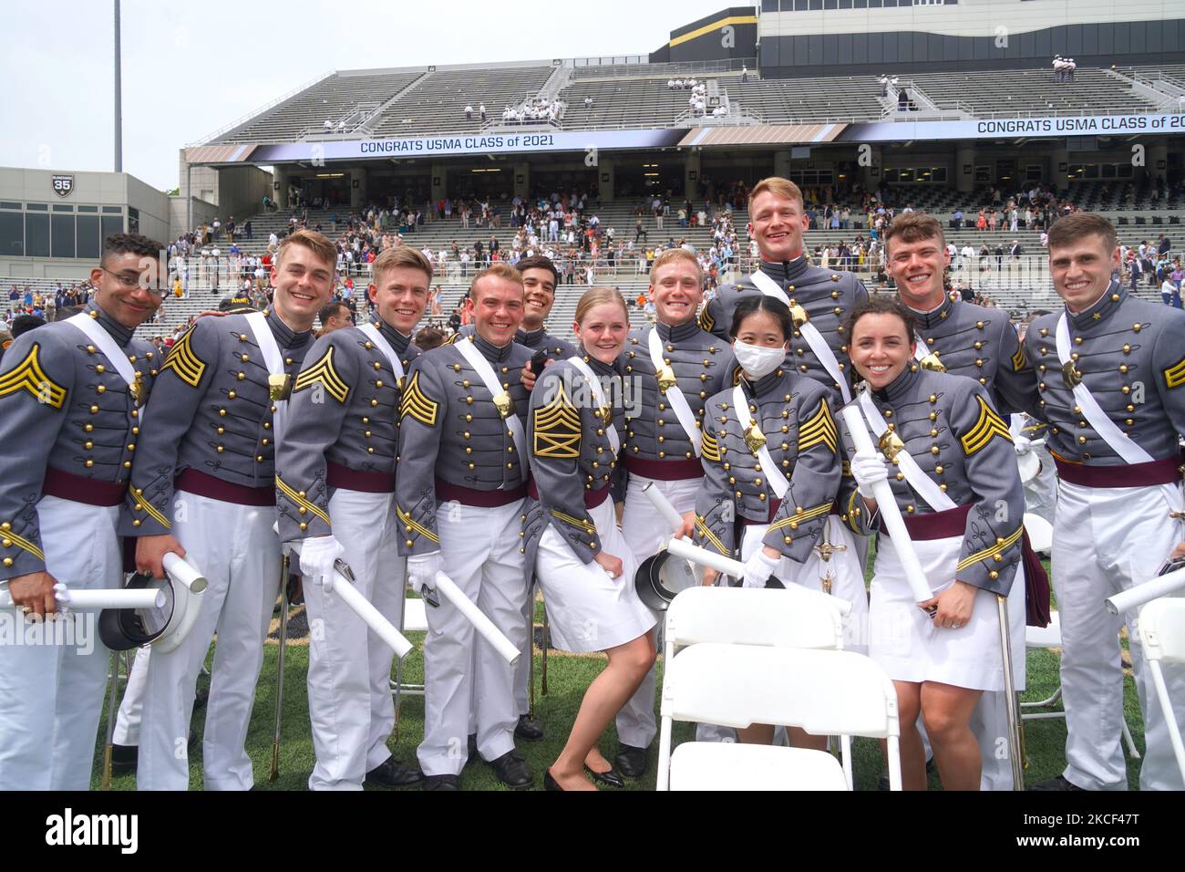 A West Point graduate walks to his seat after receiving his diploma ...