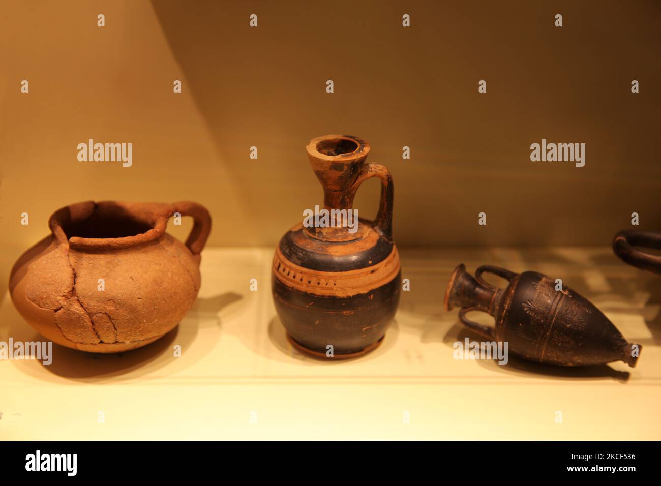 Historic artefacts on exhibit in the Athens International Airport in ...