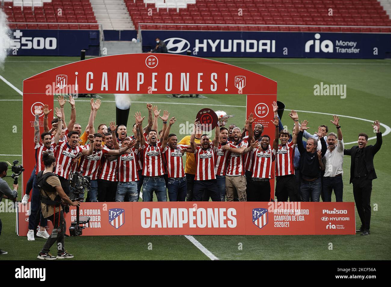 Atletico players during the presentation ceremony of the La Liga 20/21 ...