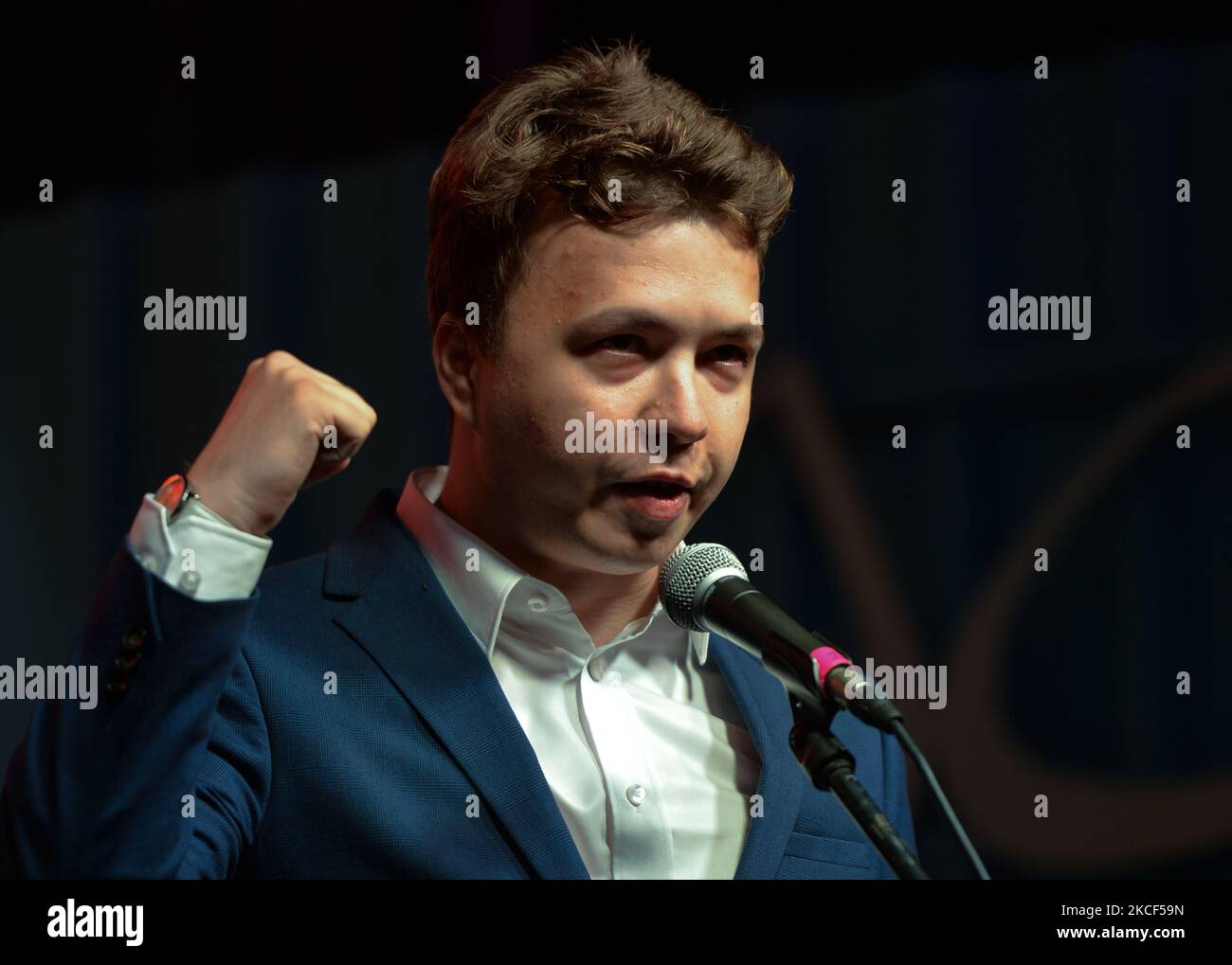 Roman Protasevich addresses the crowd next to a famous Gdansk's ...