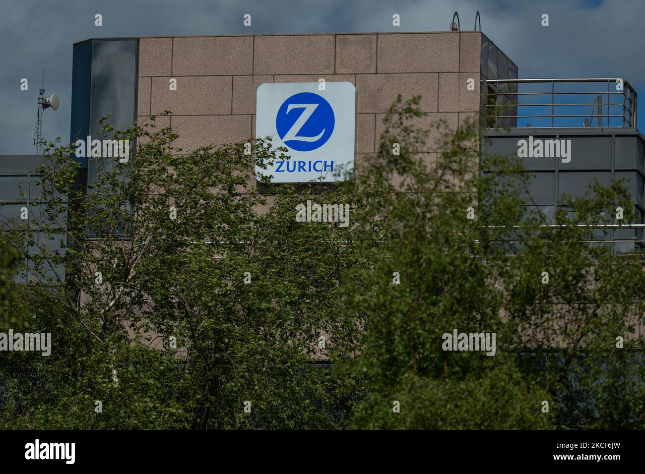 Logo of Zurich Insurance seen on the facade of Zurich Insurance Ireland ...
