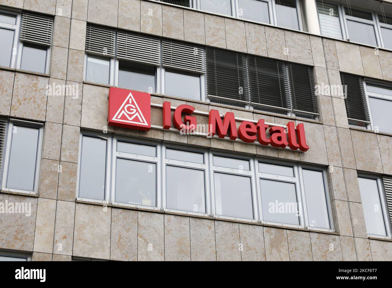 A logo of IG Metal is seen in Stuttgart, Germany on Mai 24, 2021 (Photo ...