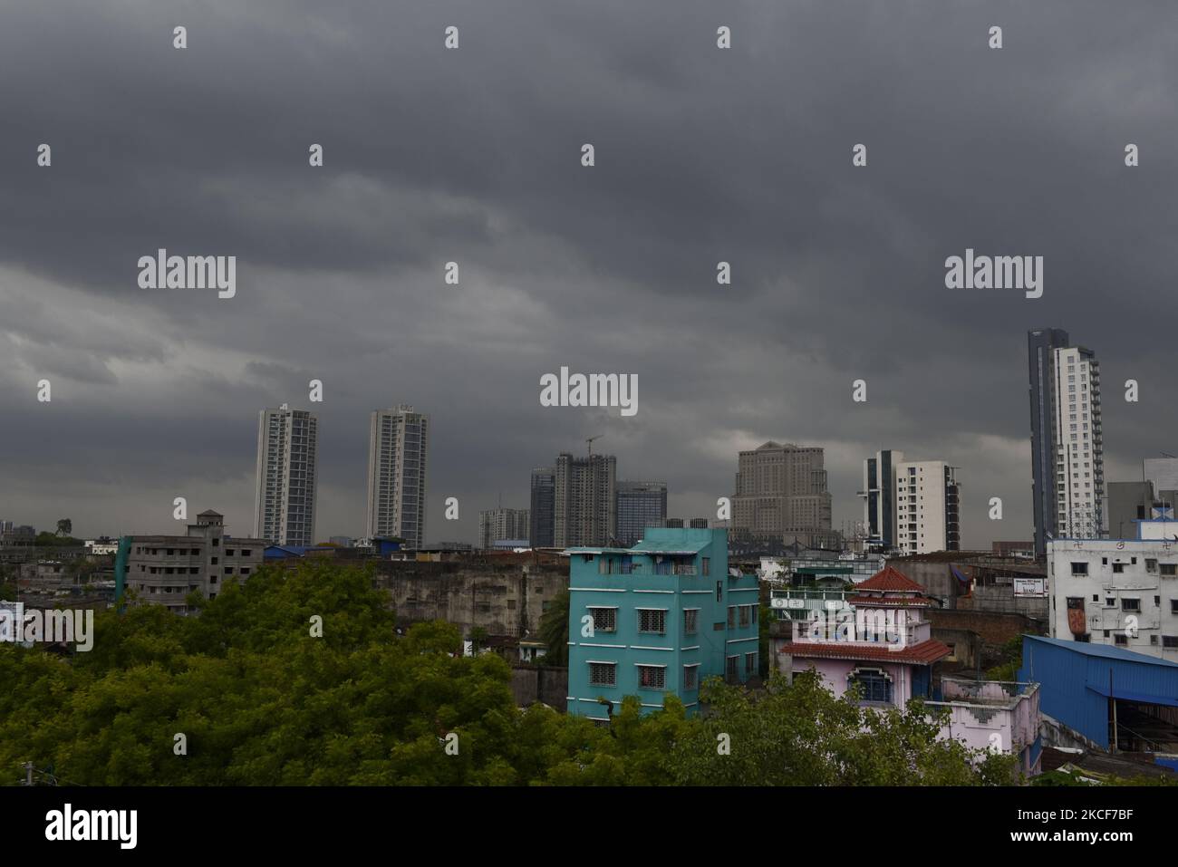 Dark clouds formation can be before the cyclone Yaas hits the city in ...