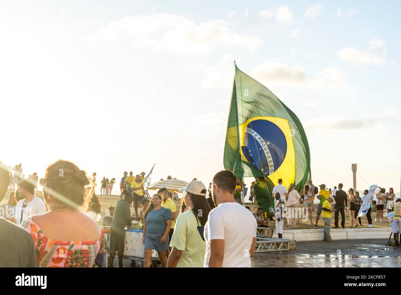 Salvador, Bahia, Brazil - October 22, 2022: Supporters of the President of Brazil Jair Bolsonaro ...