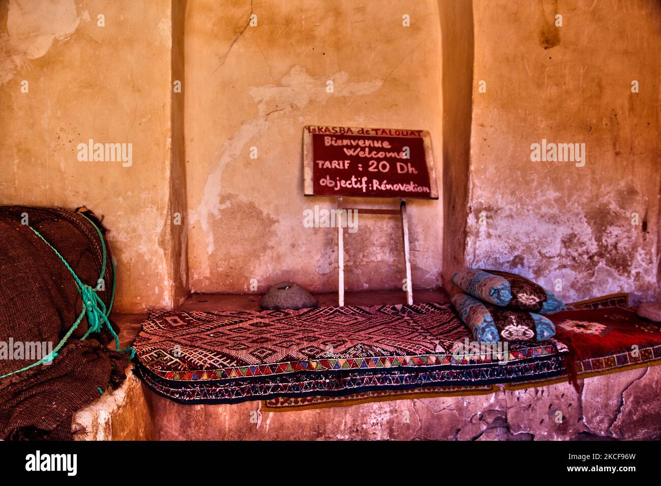 Sign explaining that the entrance fee paid by visitors will be used ...