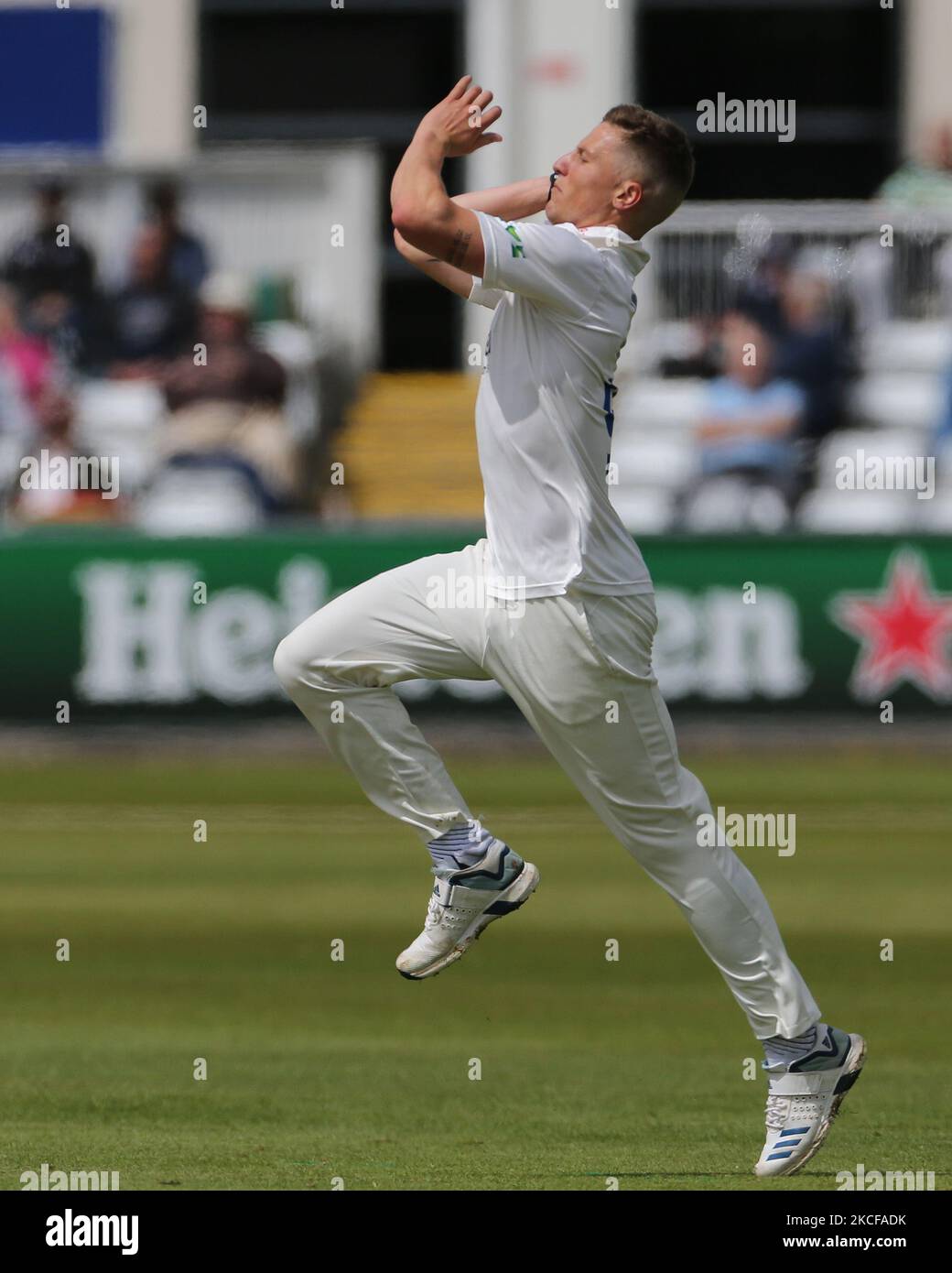 Brydon Carse of Durham bowling during the LV= County Championship match ...