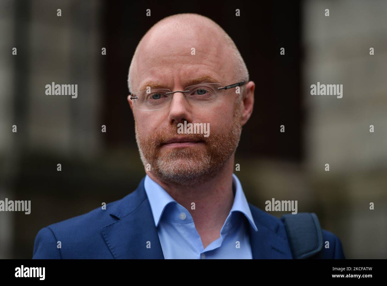Stephen Donnelly, Ireland's Minister of Health, speaks to the media ...