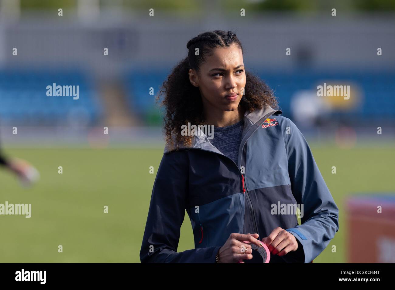 Morgan Lake before the high jump during The Manchester Invitational ...