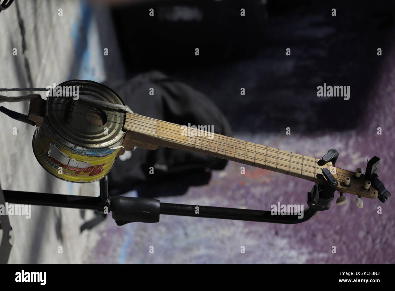 Musical instruments made by the Mexican group Orquesta Basura, who ...