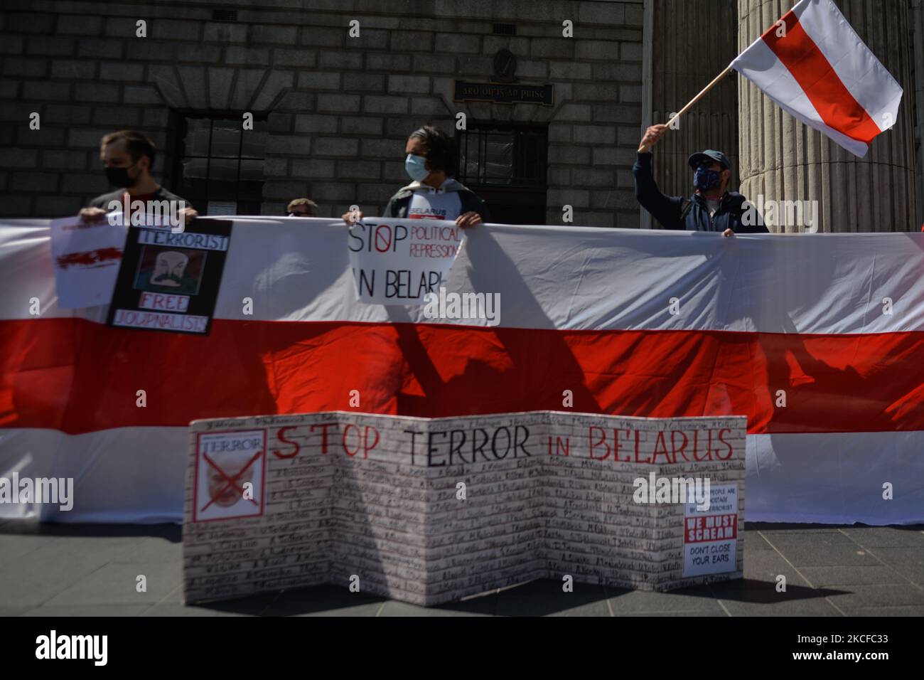 Members of the local Belarusian diaspora, activists and local ...