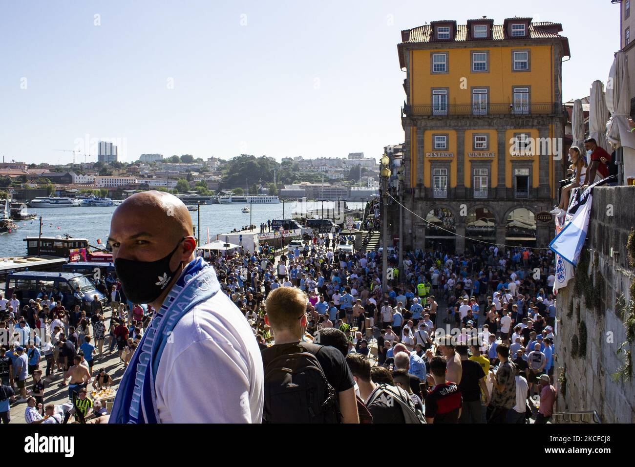 English supporters celebrate in the city of Porto for the final of the ...