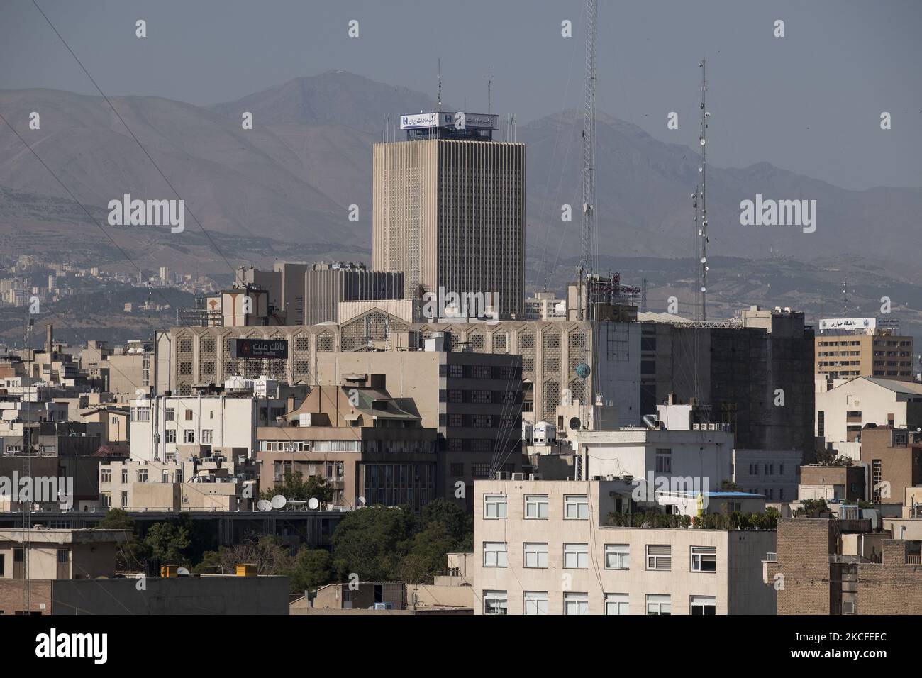 A general view of Iran’s Saderat Bank in downtown Tehran on May 29 ...