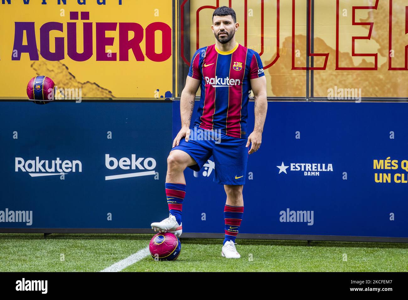 Presentation of Sergio “Kun” Aguero as a new FC Barcelona player after ...
