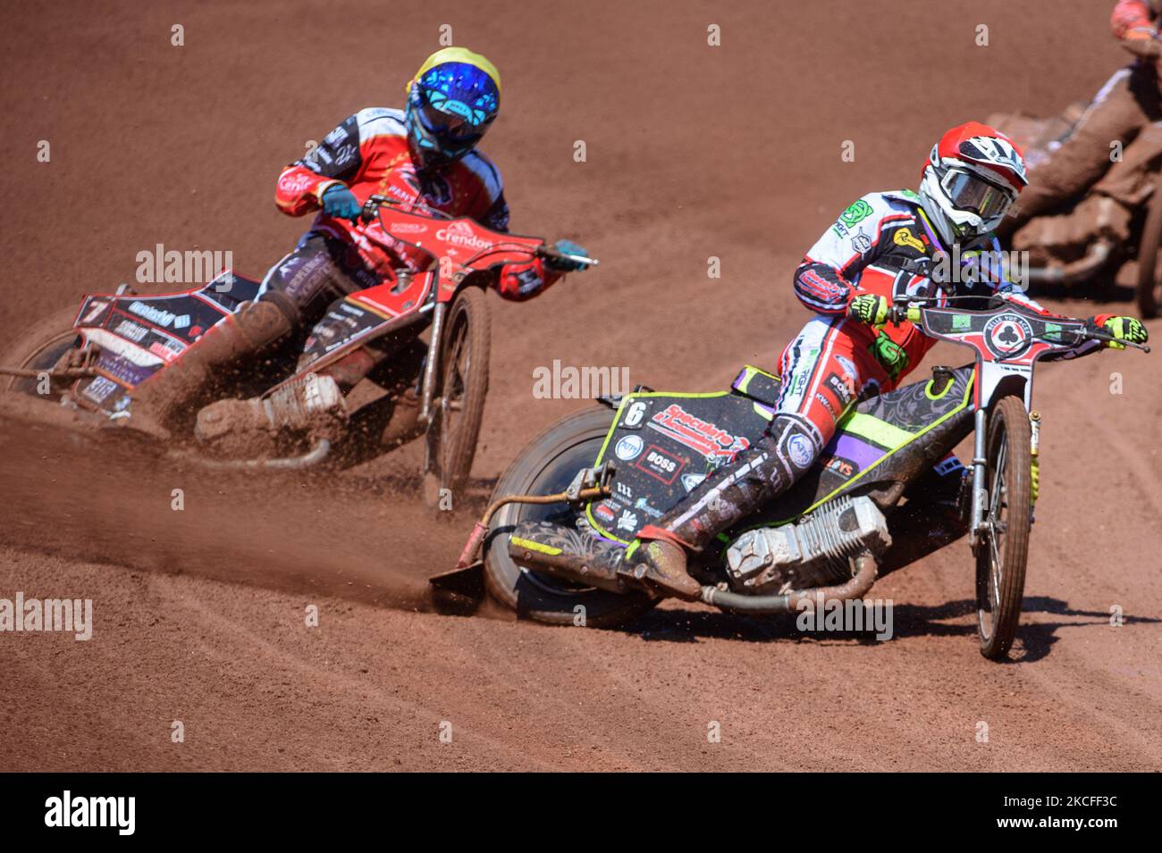 Tom Brennan (Red) leads Ulrich Ostergaard (Yellow) during the SGB ...