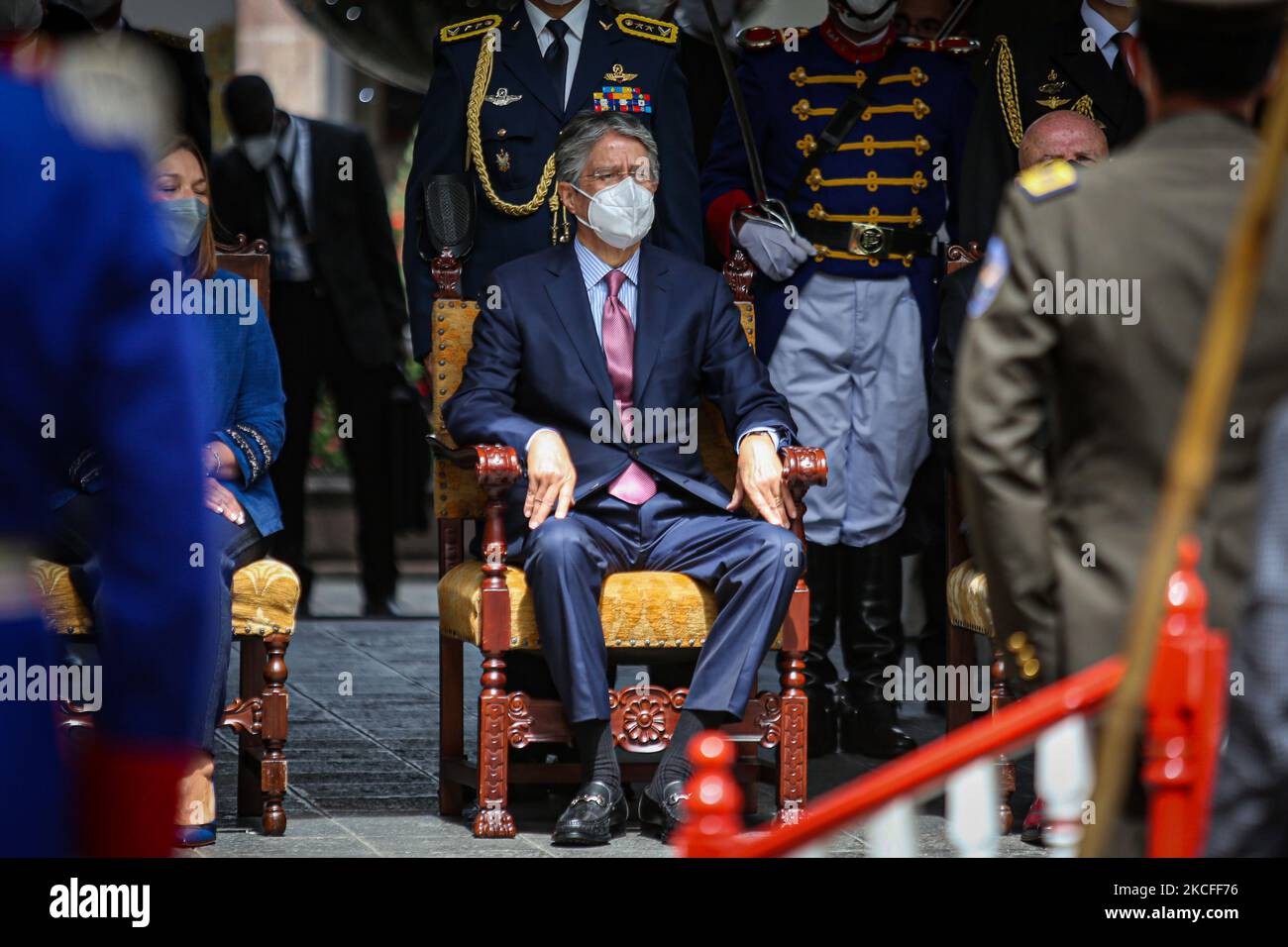 Ecuadorean President Guillermo Lasso attends the change of military ...