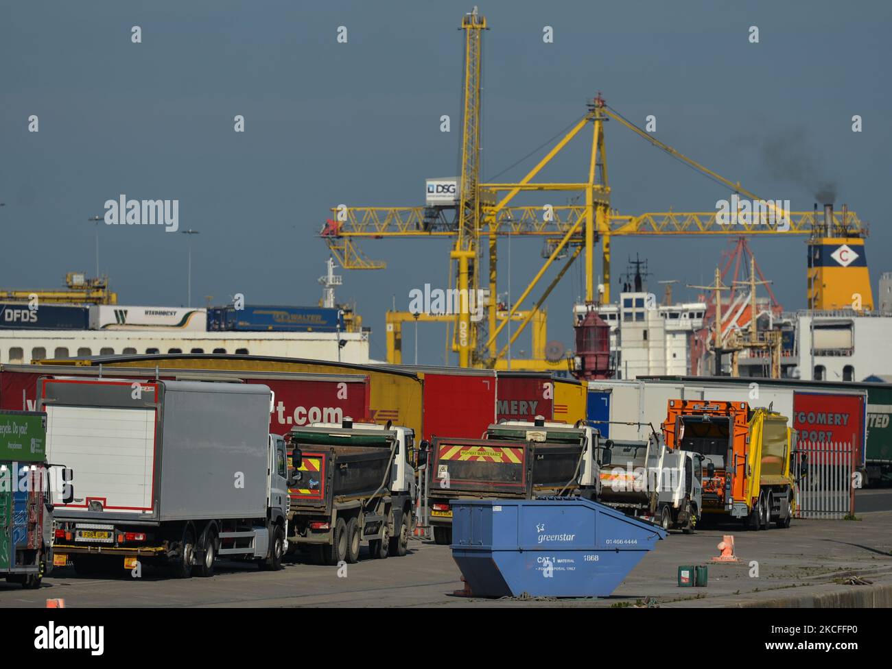 View of a busy Ferry Terminal in Dublin Port . On Monday, May 31, 2021 ...