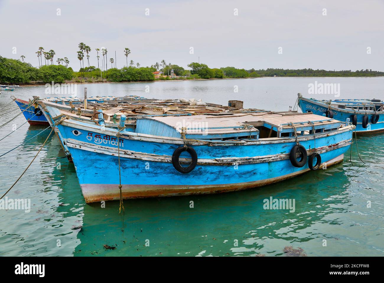 Boats moored at the harbour on Analaitivu Island in the Jaffna region of Sri Lanka. (Photo by ...