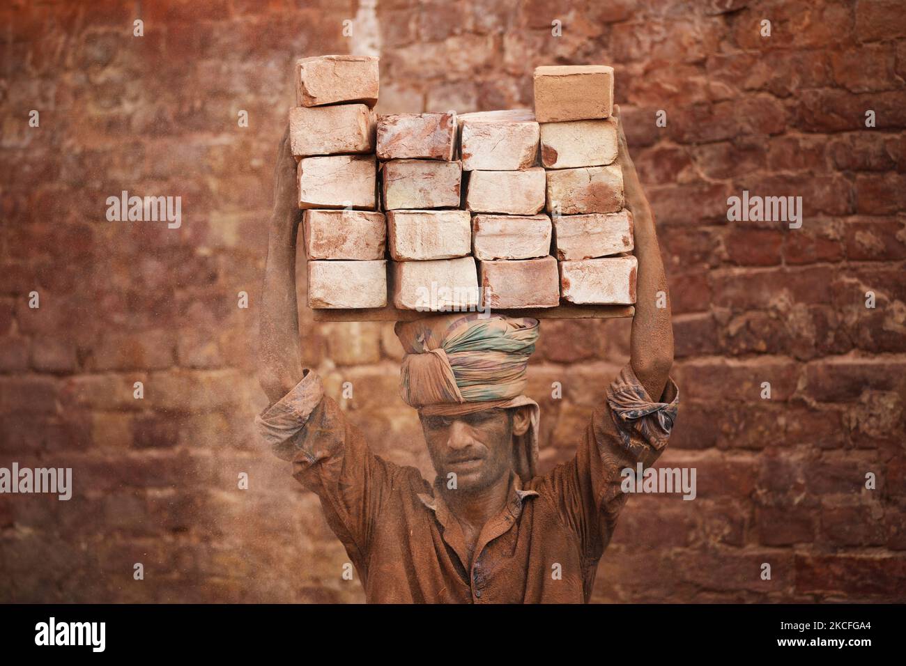 Seasonal Migrant workers during work at a brick-making field in Dhaka ...