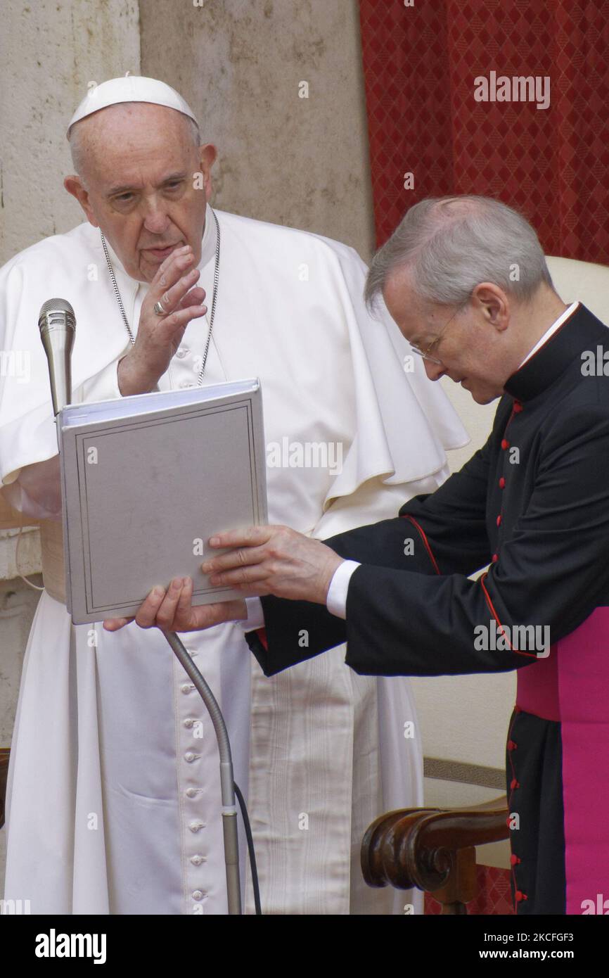 Pope Francis holds his weekly general audience with a limited number of ...