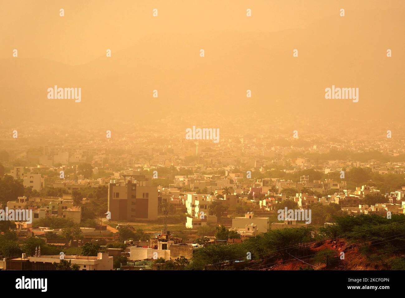 A View of dust storm over the Ajmer City, Rajasthan, India on 01 June ...