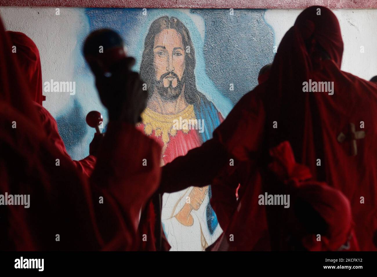 Men dressed as Devils dance and play maracas during the Corpus Christi ...
