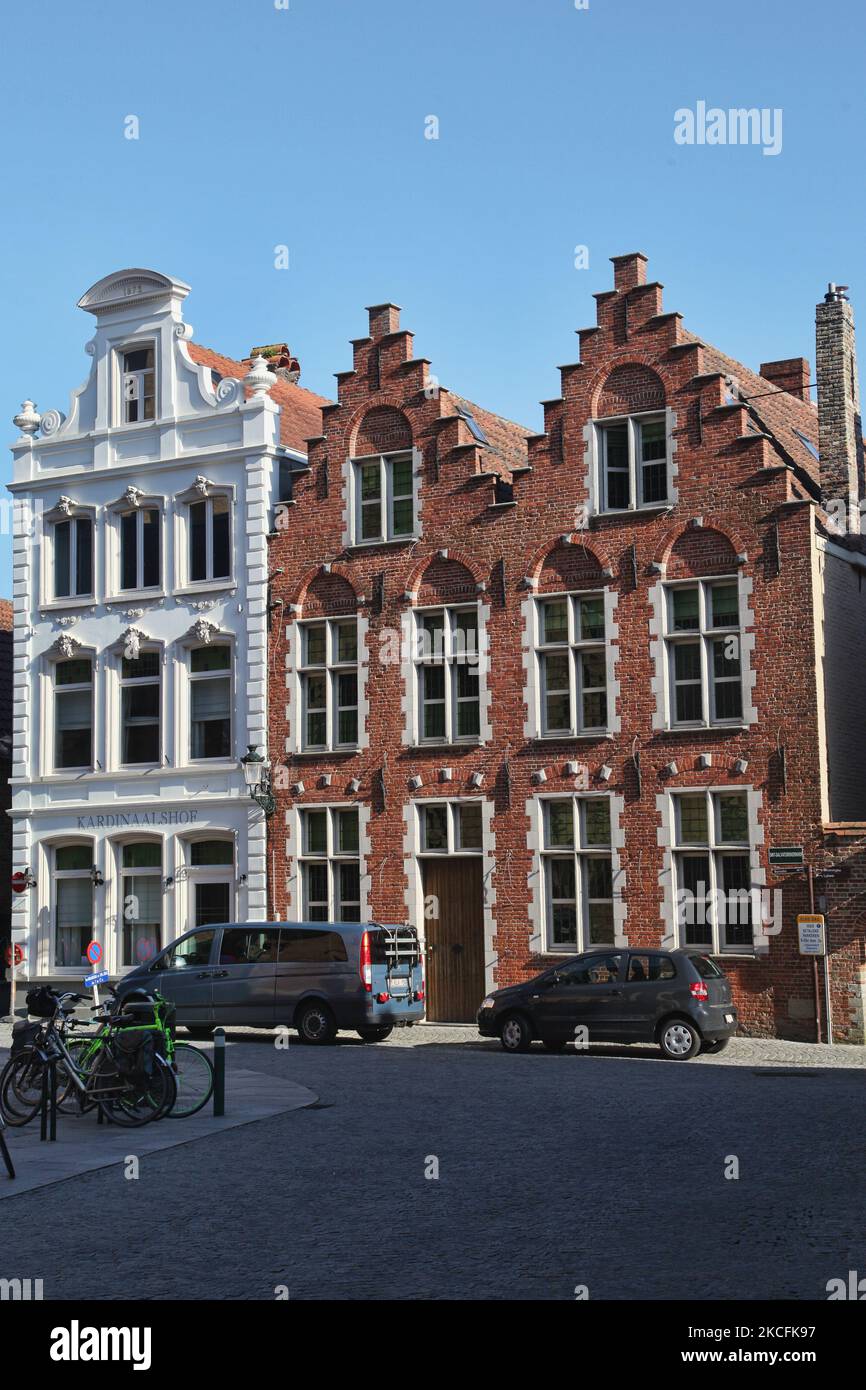 Traditional Flemish style buildings in the city of Bruges (Brugge) in ...