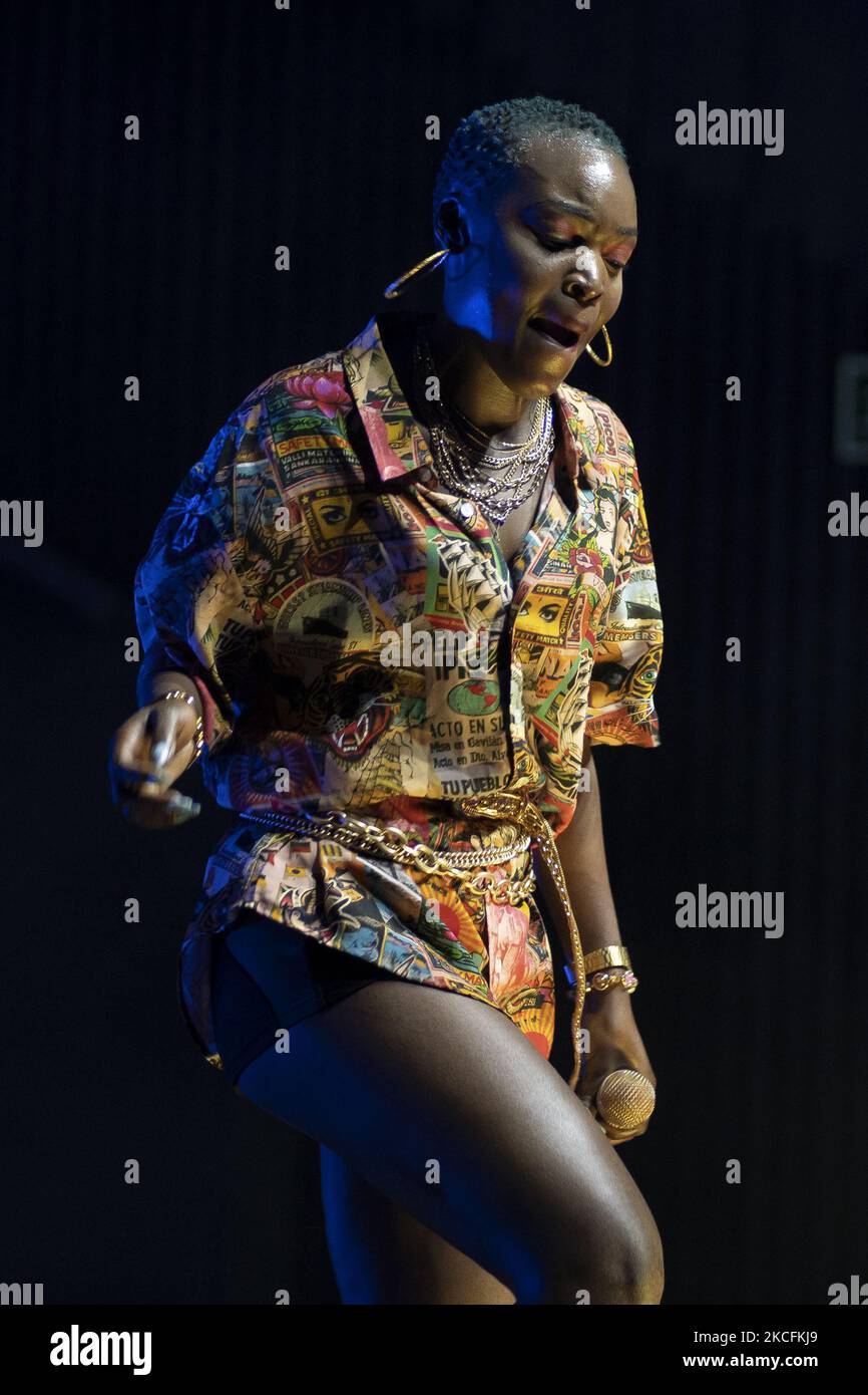 The singer and rapper Pongo (Engracia Dominguez) during the performance ...