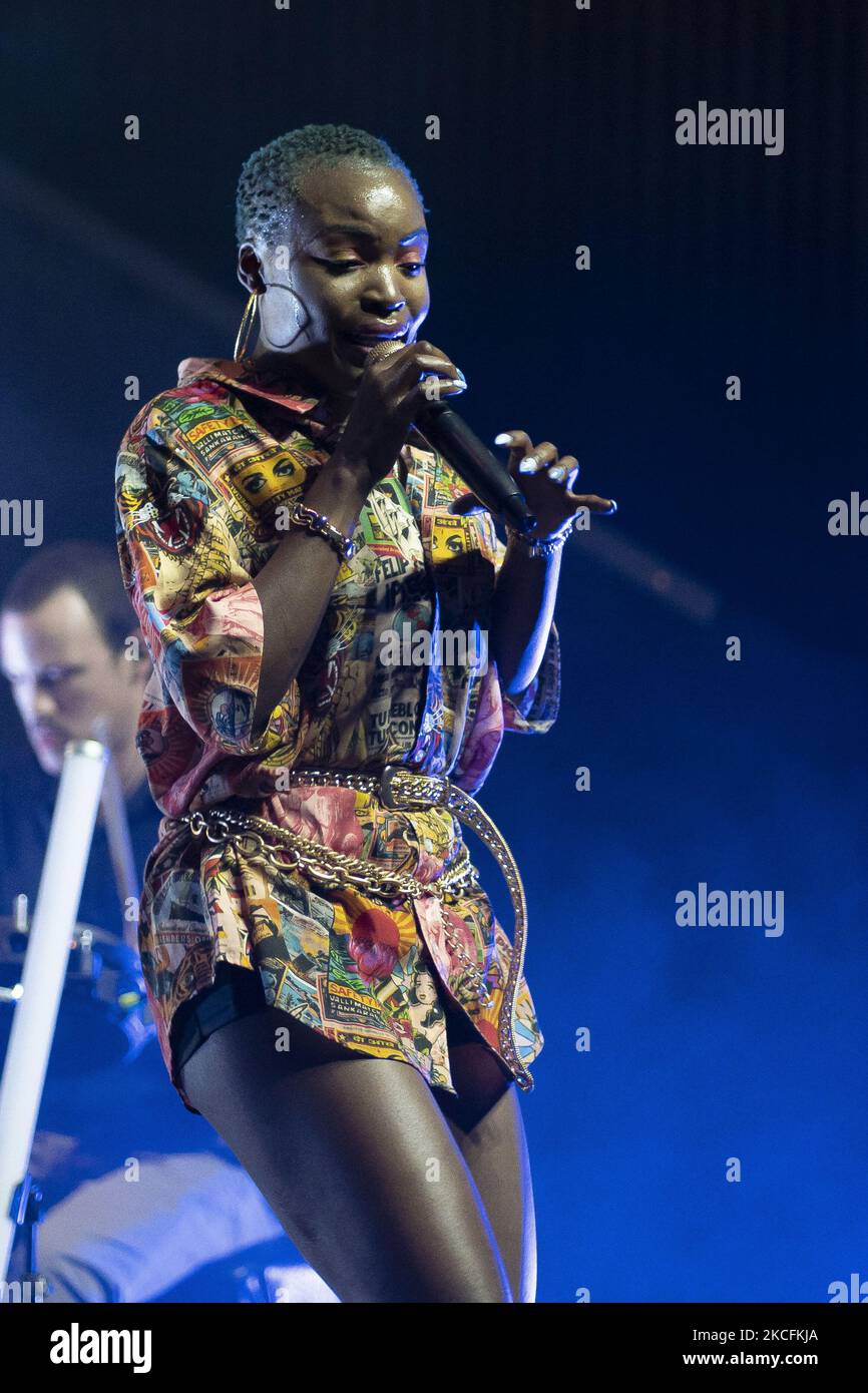 The singer and rapper Pongo (Engracia Dominguez) during the performance ...