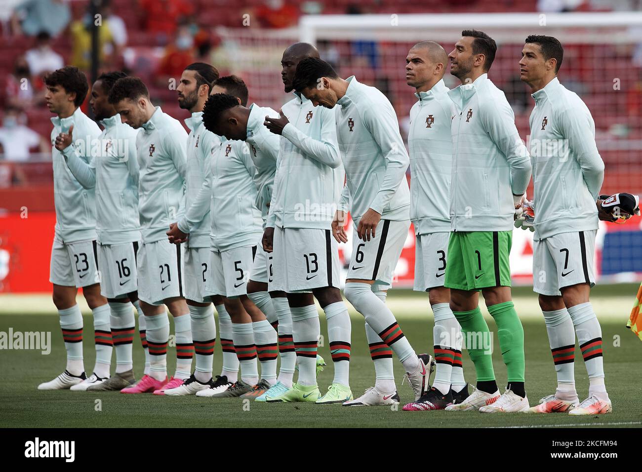 Portugal line up (L-R) Joao Felix, Renato Sanches, Diogo Jota,Sergio ...