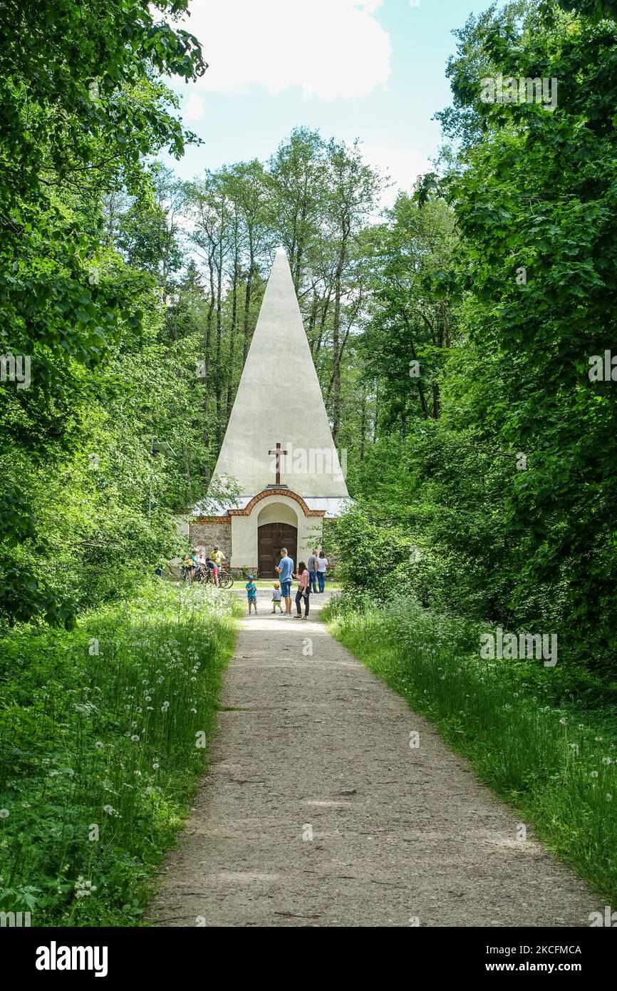 Pyramid is seen in Rapa, Poland, on 3 June 2021 The Rapa Pyramid was ...