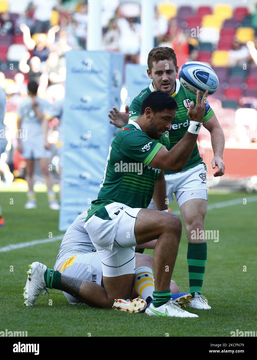 Curtis Rona of London Irish celebrates his Try during Gallagher ...
