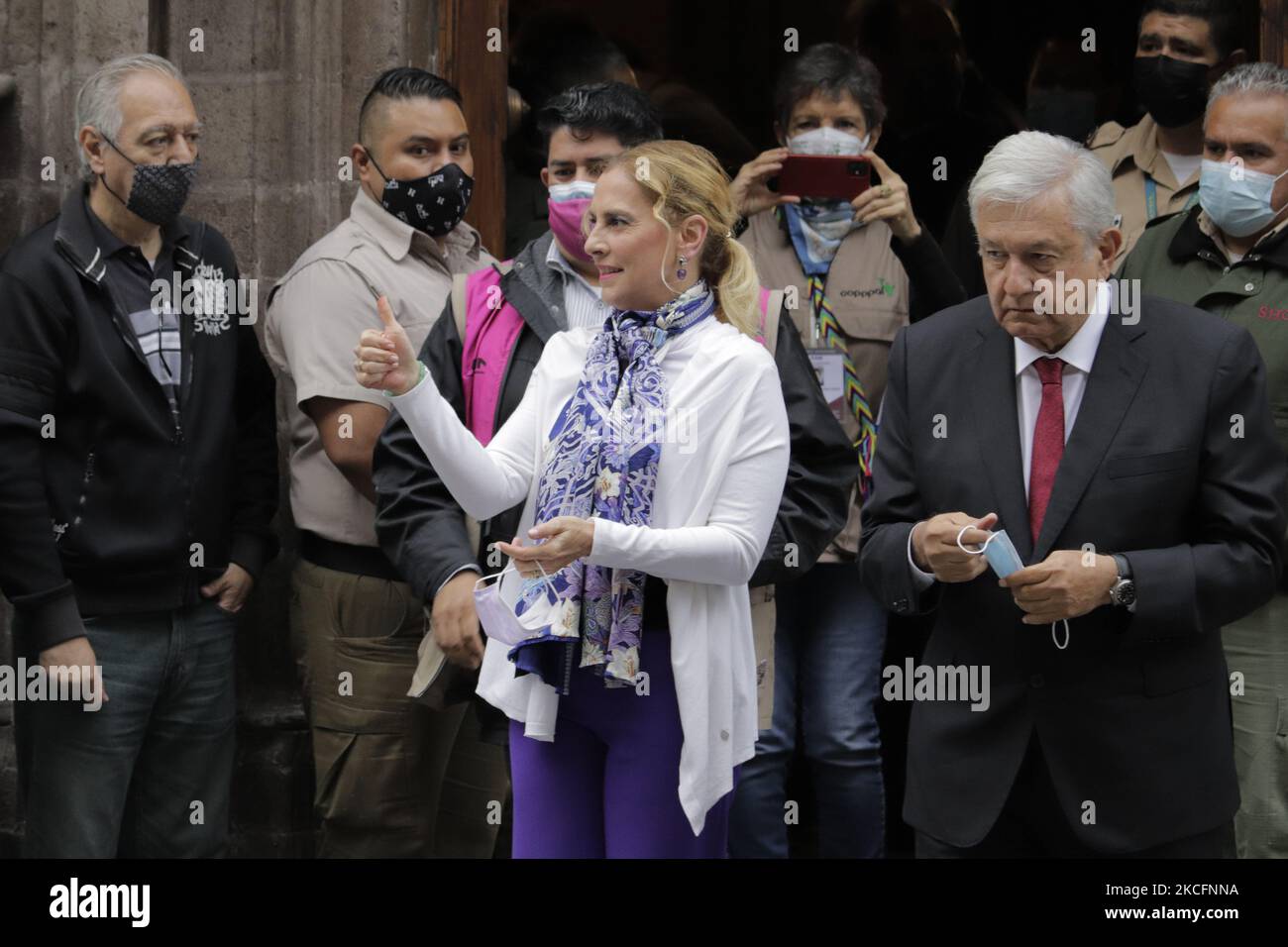 Andrés Manuel López Obrador, President of Mexico; accompanied by his ...