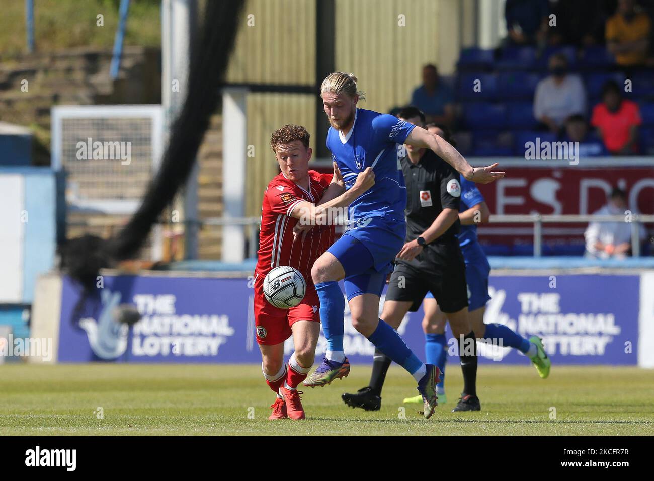 Luke Armstrong of Hartlepool United battles with Bromley's Jude Arthurs ...