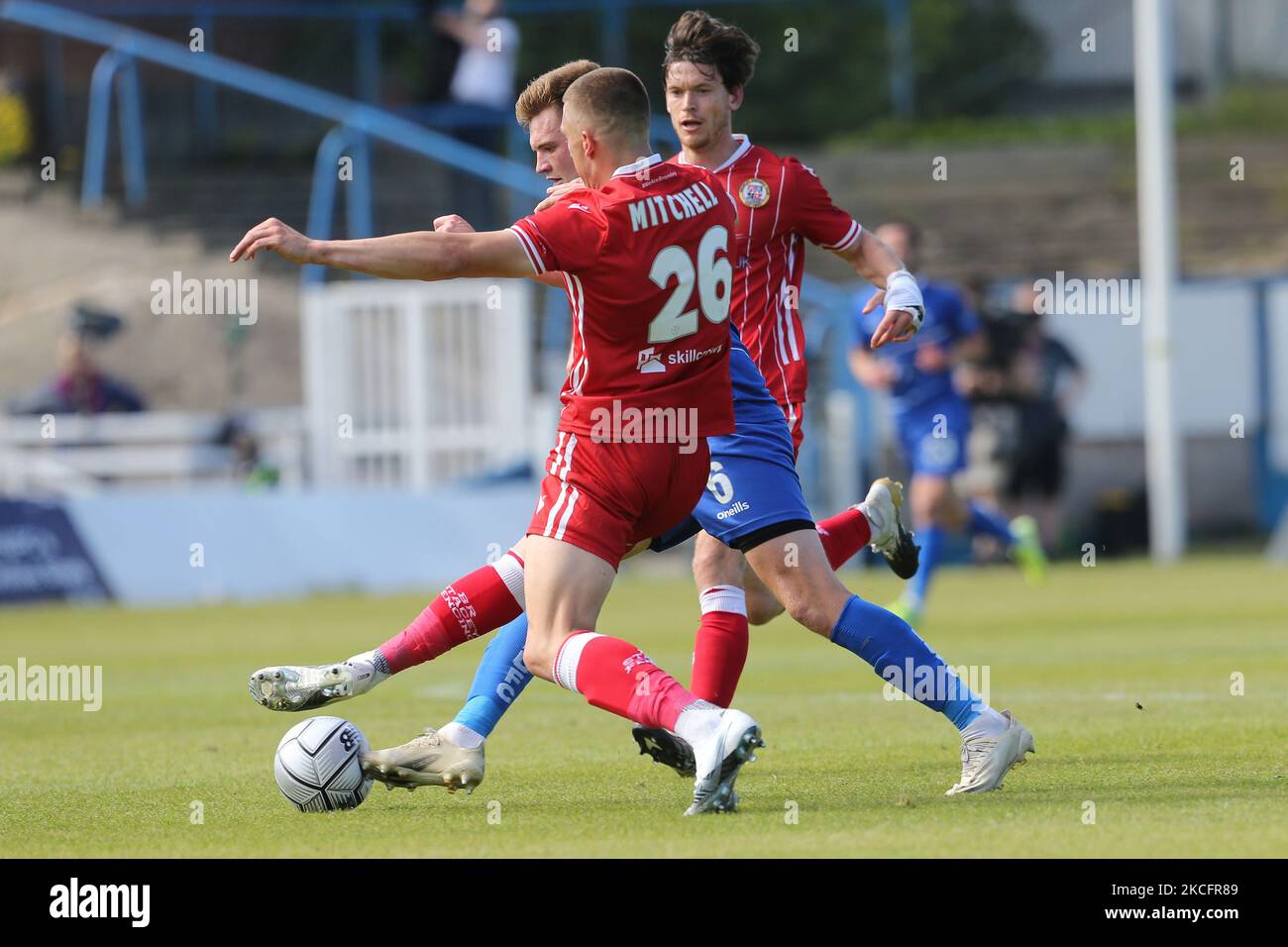 Alex Mitchell of Bromley fouls Hartlepool United's Mark Shelton during ...